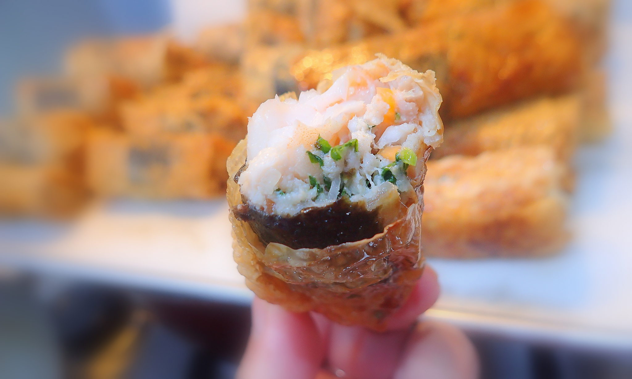 Fu Pei Guen - 腐皮卷 (虾 & 鸡); prawns and chicken beancurd wraps - Just Julie